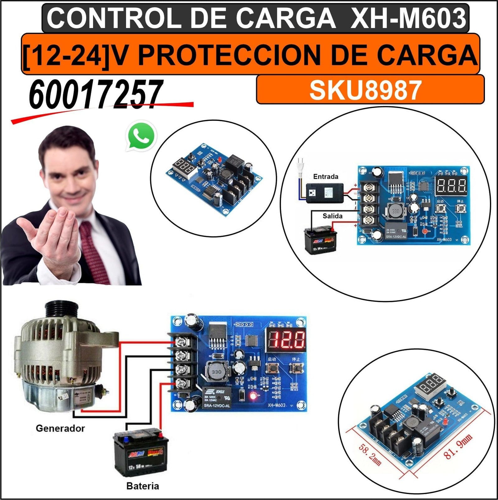 Control De Carga XH-M603 DC 12-24V Cargador De Batería. - Electronica Cyber