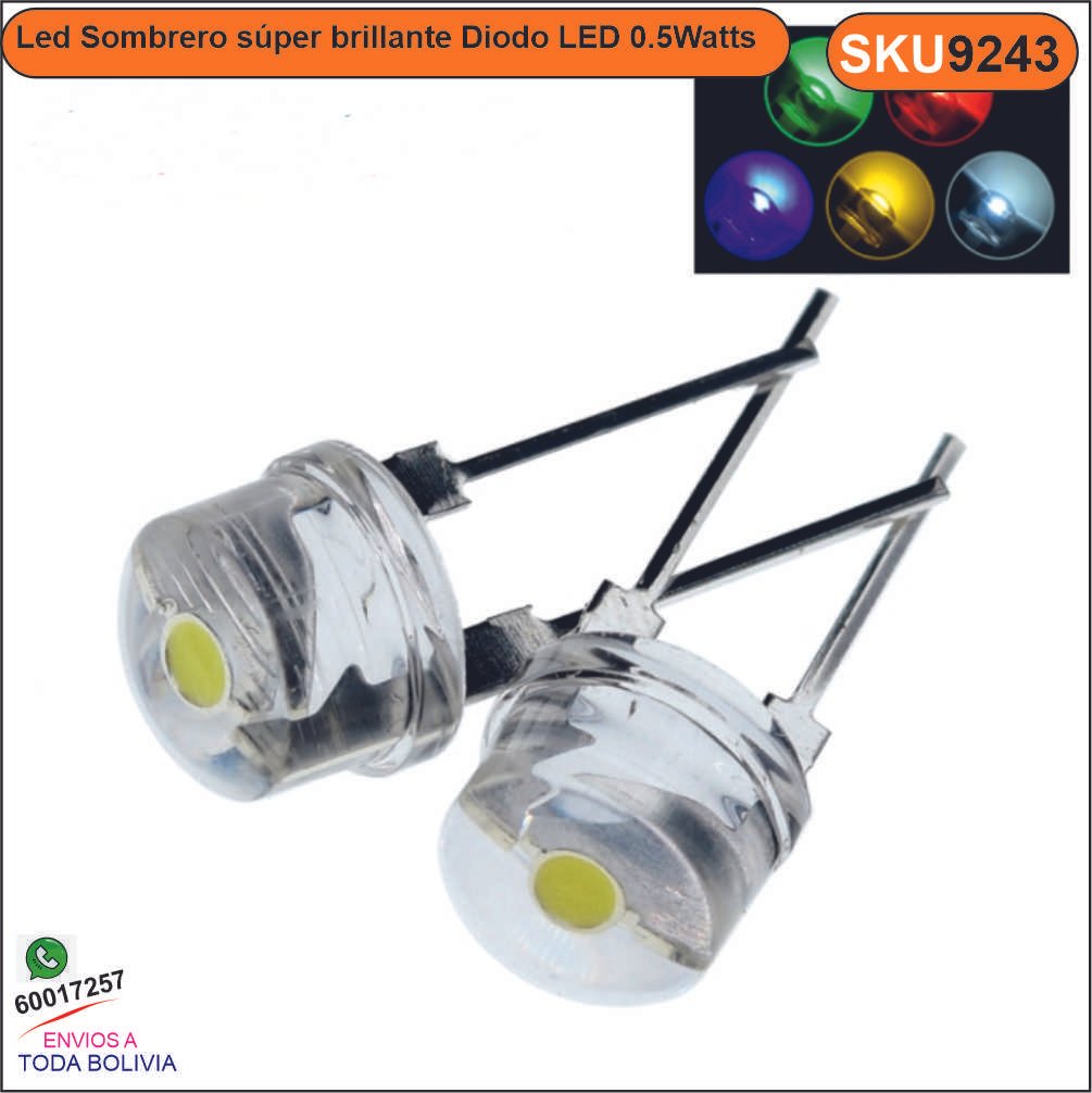 Led Sombrero súper brillante Diodo LED 0.5Watts