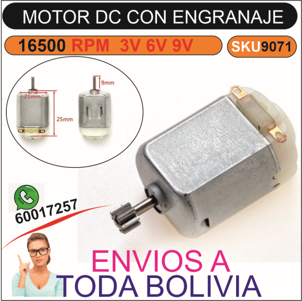 Motor DC con engranaje 3v 6v 9v 16500RPM