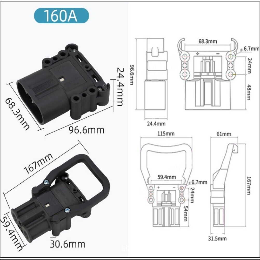 Conectores de batería REMA 160A. Conector de alimentación de carretilla ...