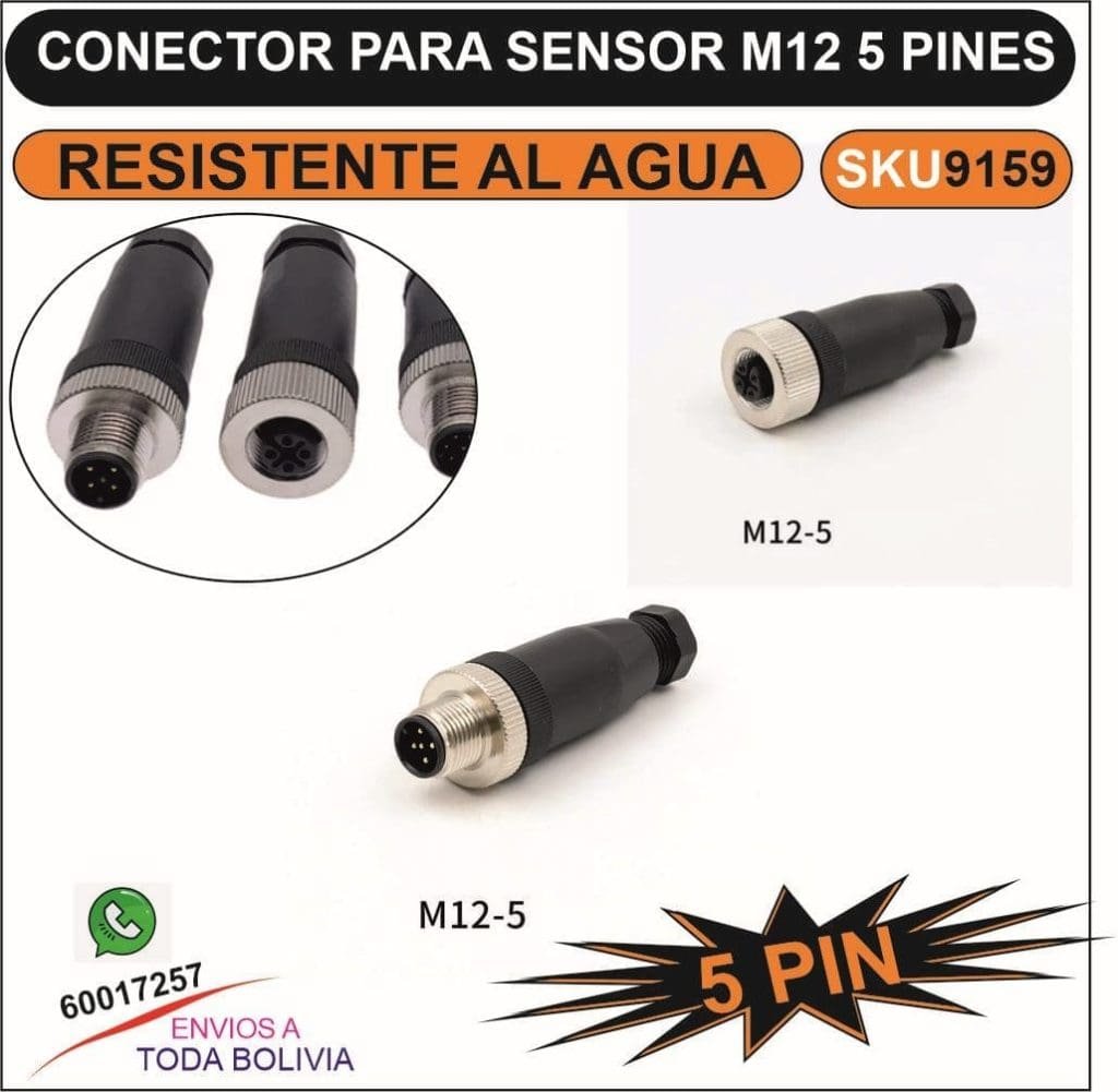 Conector Para Sensor M12 Resistente Al Agua 5 Pines Macho + Hembra ...